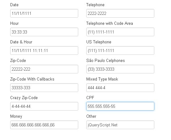 Input Field Data Formatting Plugin For jQuery - Mask | Free jQuery Plugins Input Field Data Formatting Plugin For jQuery - Mask | Free jQuery Plugins