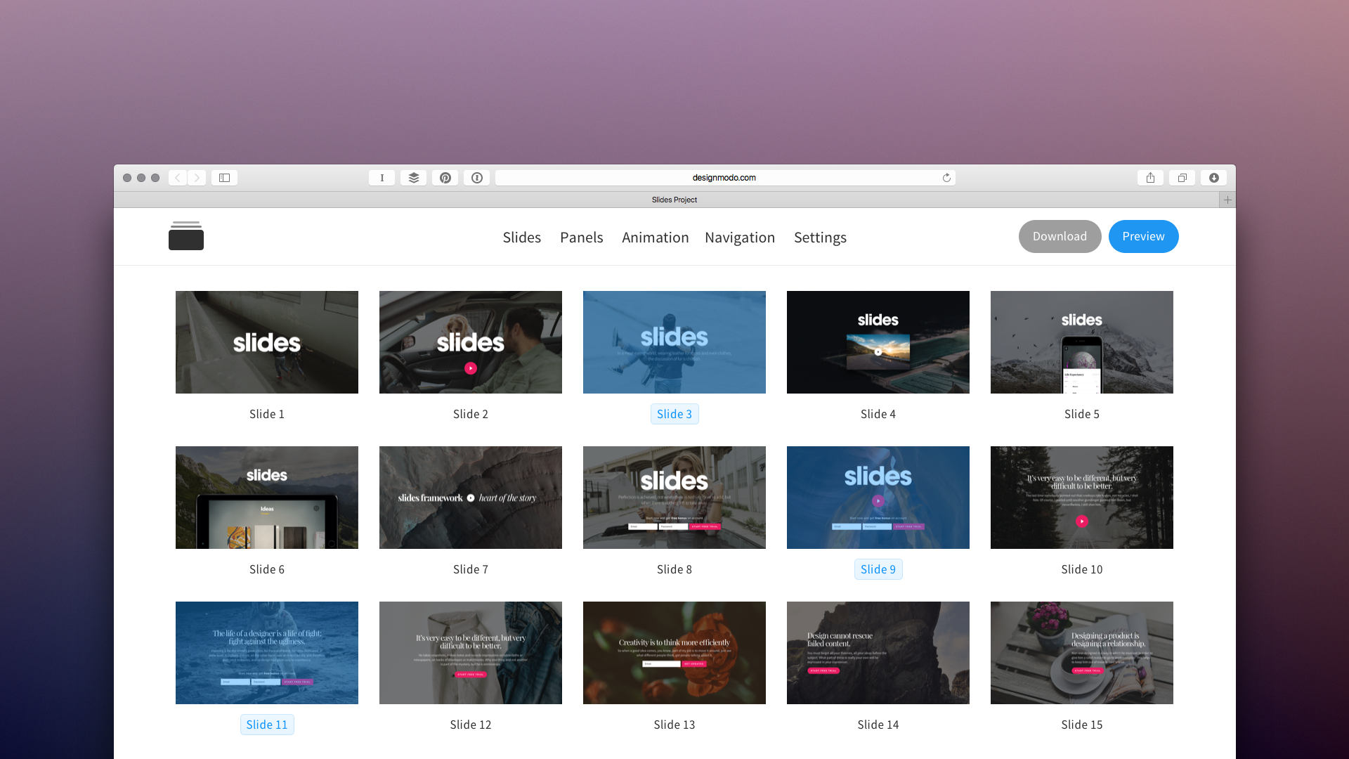 A Beautiful Website Builder - Slides Framework | jQuery Script