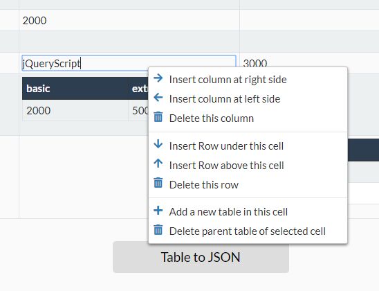Convert JSON Data To Table JQuery JSON To Table Plugin Free JQuery 